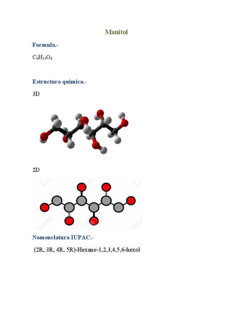 Manitol: Fórmula y Estructura Química | PDF