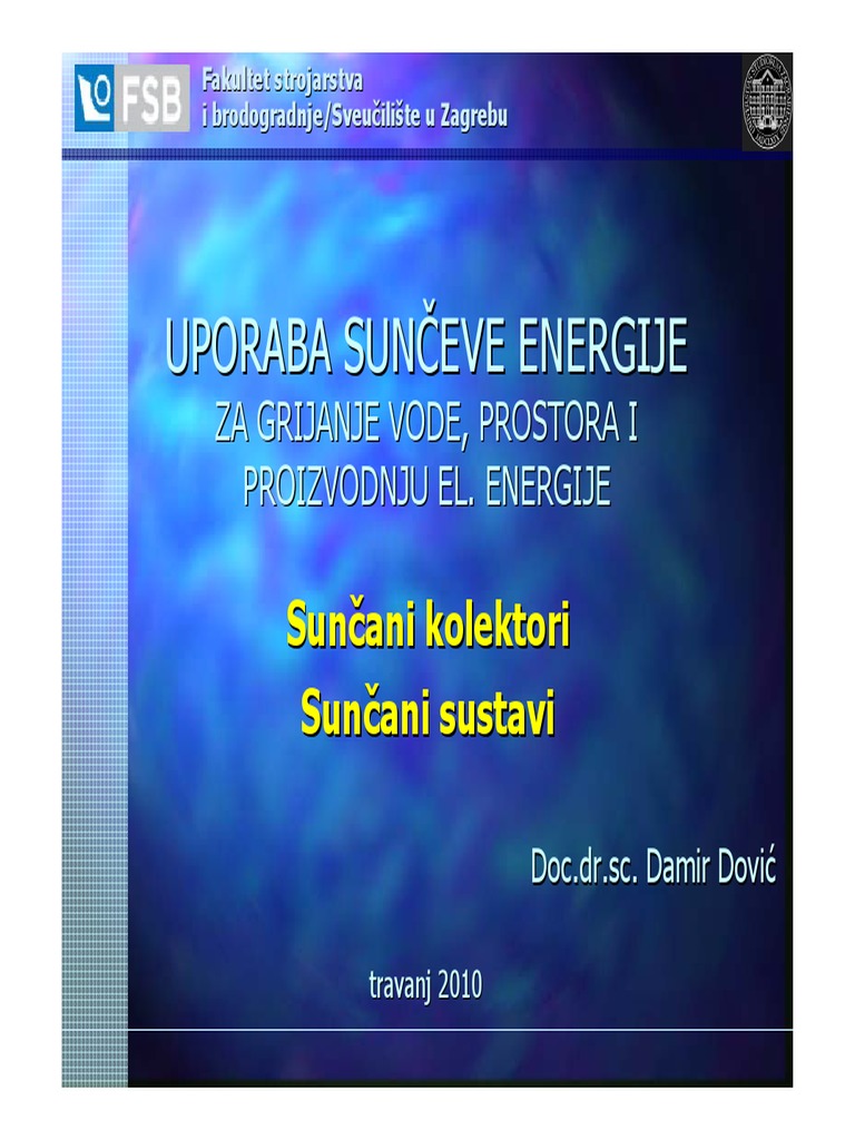Solarni Kolektori - Solarni Sustavi PDF | PDF