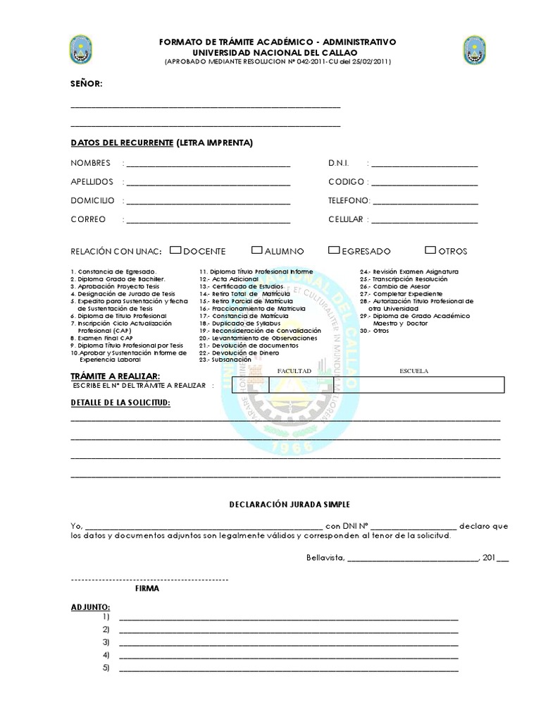 Formato de TR Mite Acad Mico - Unac PDF | PDF | Prueba / examen | Plan de estudios