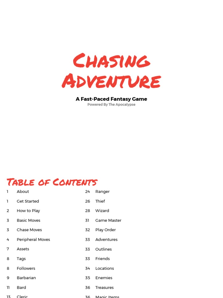 Chasing Adventure (Beta) PDF | PDF | Tabletop Role Playing Game | Role ...