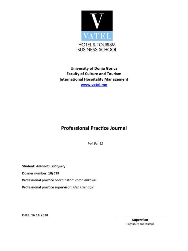 Professional Practice Journal | PDF | Restaurants | Business