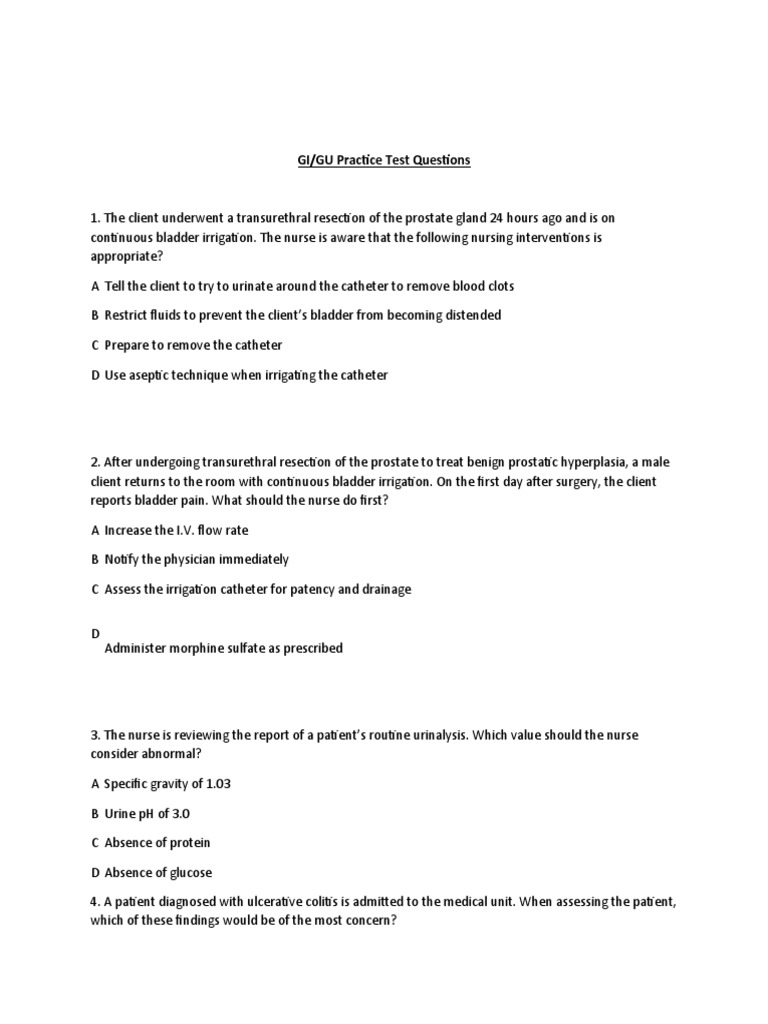 Preparing for Success: A Review of Key GI/GU Nursing Concepts | PDF ...