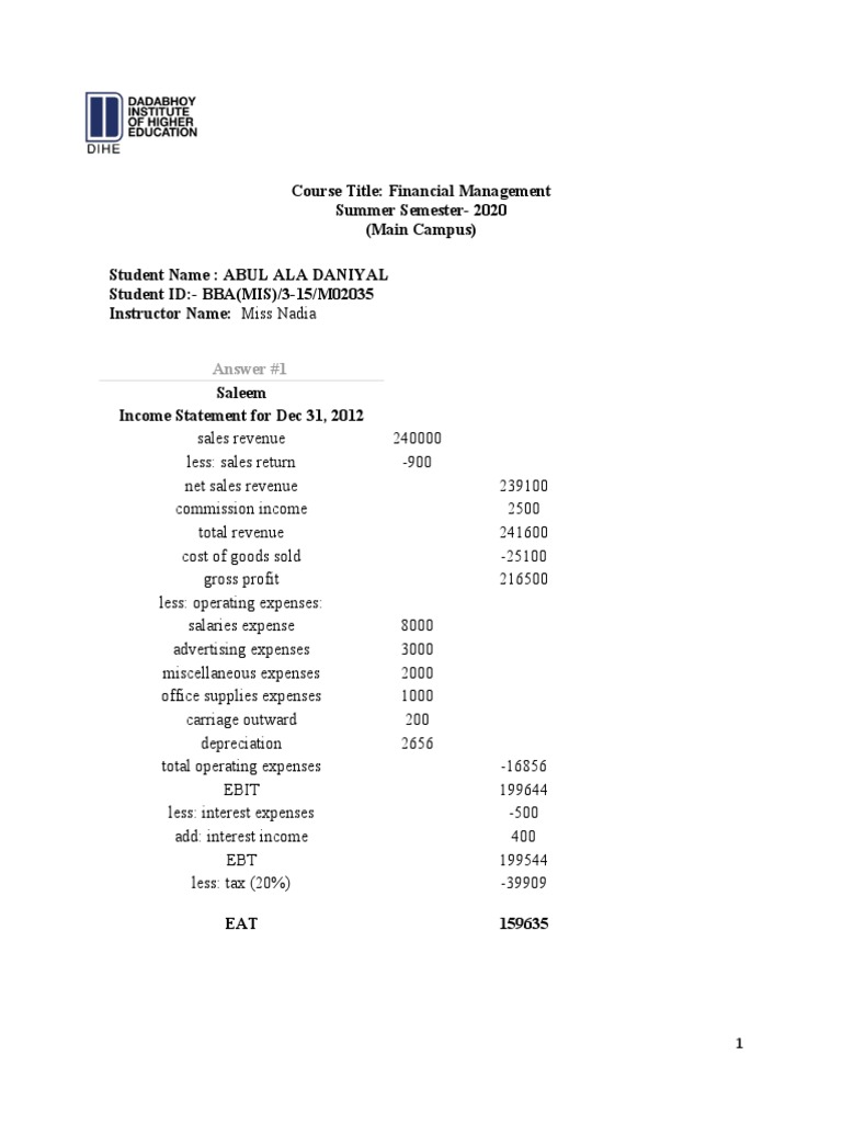 Paper Financial Management | PDF | Expense | Debits And Credits