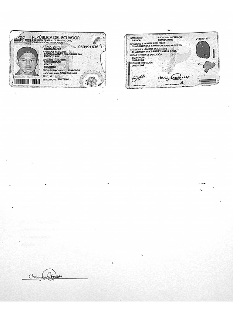 Cédula FREDDY | PDF