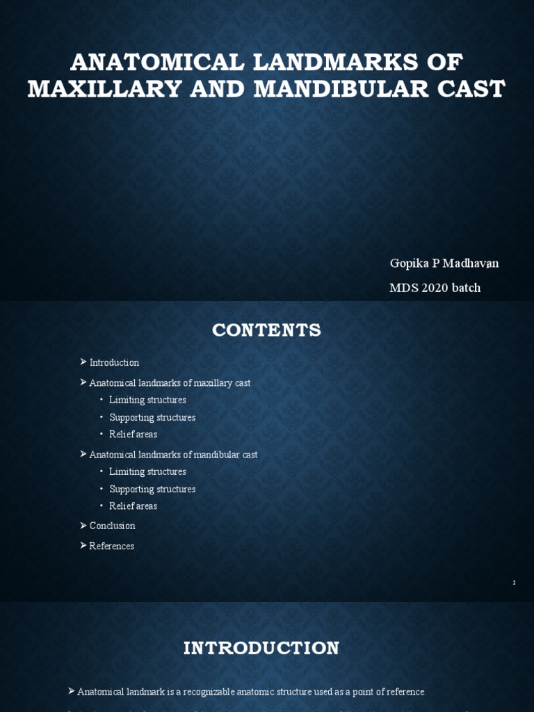 Anatomical Landmarks of Maxillary and Mandibular Cast | PDF | Dentures ...