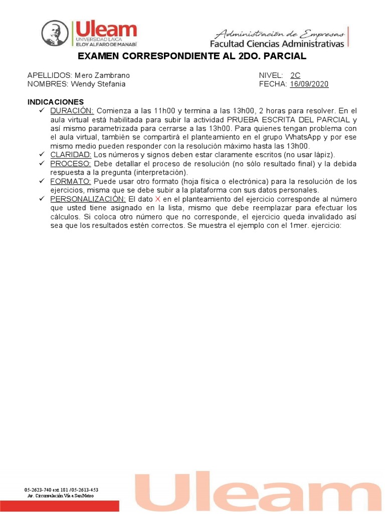 Examen Parcial 2 Estadistica Descriptiva Nivel 2C | PDF | Análisis de los datos | Estadísticas
