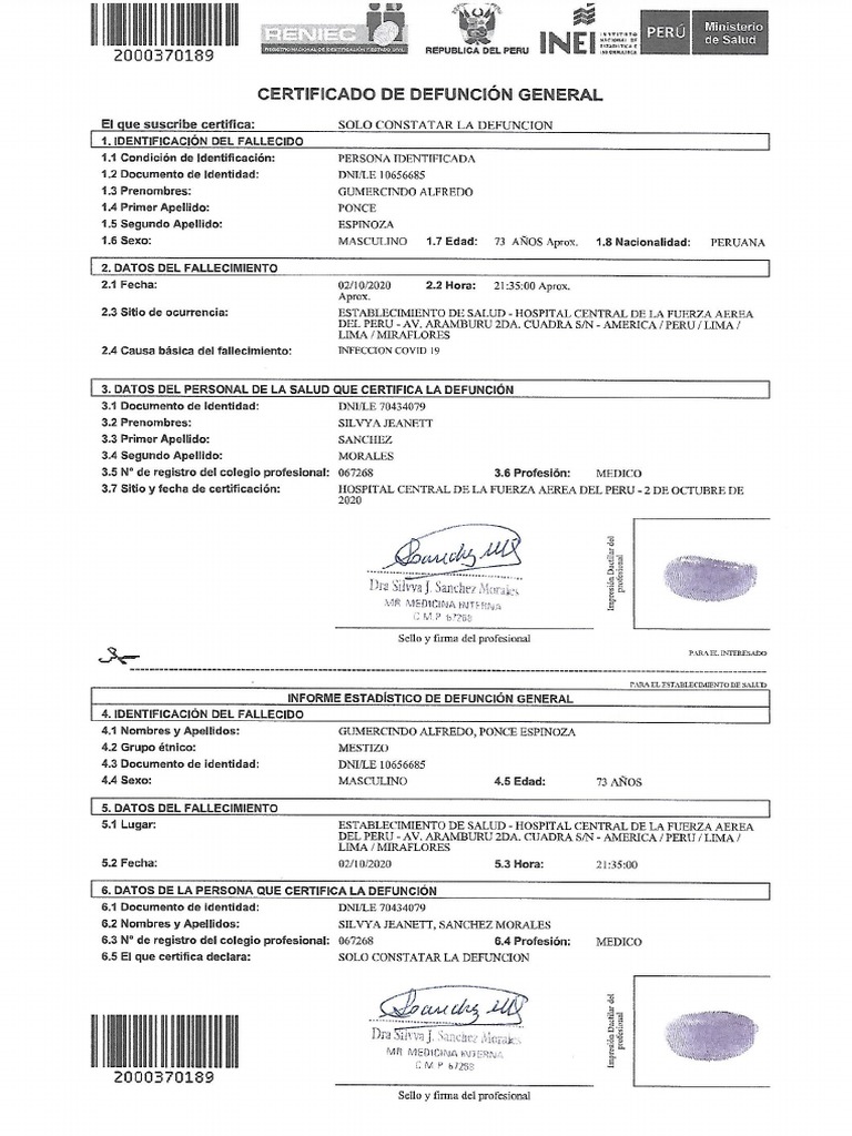 Acta de Defuncion PDF | PDF