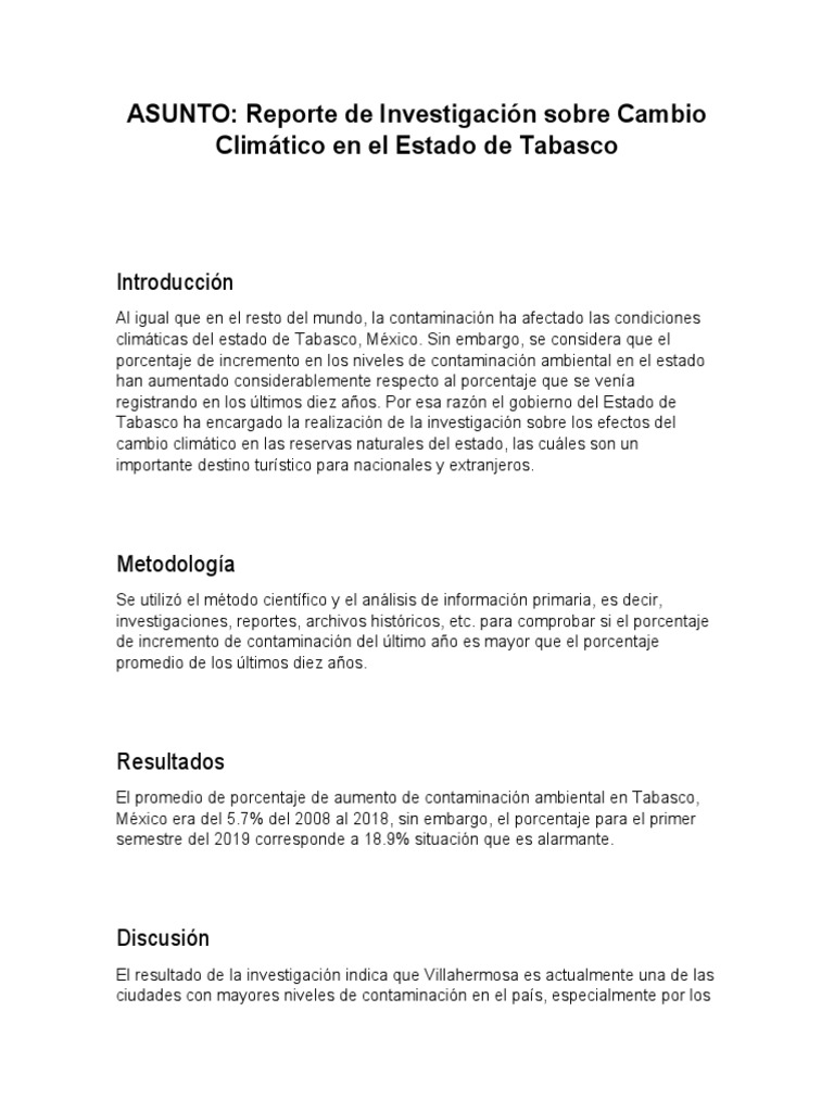 Reporte de Investigación | PDF