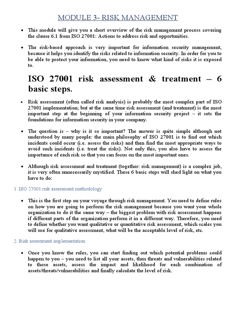 Module 3 - Risk Management | PDF | Risk | Risk Management