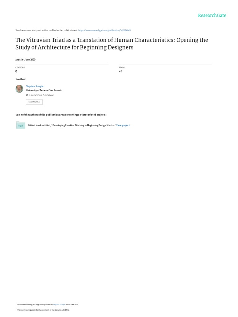 The Vitruvian Triad As A Translation of Human Characteristics: Opening ...