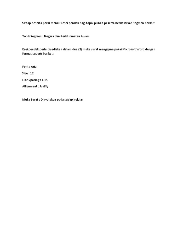 Setiap Peserta Perlu Menulis Esei Pendek Bagi Topik Pilihan Peserta ...
