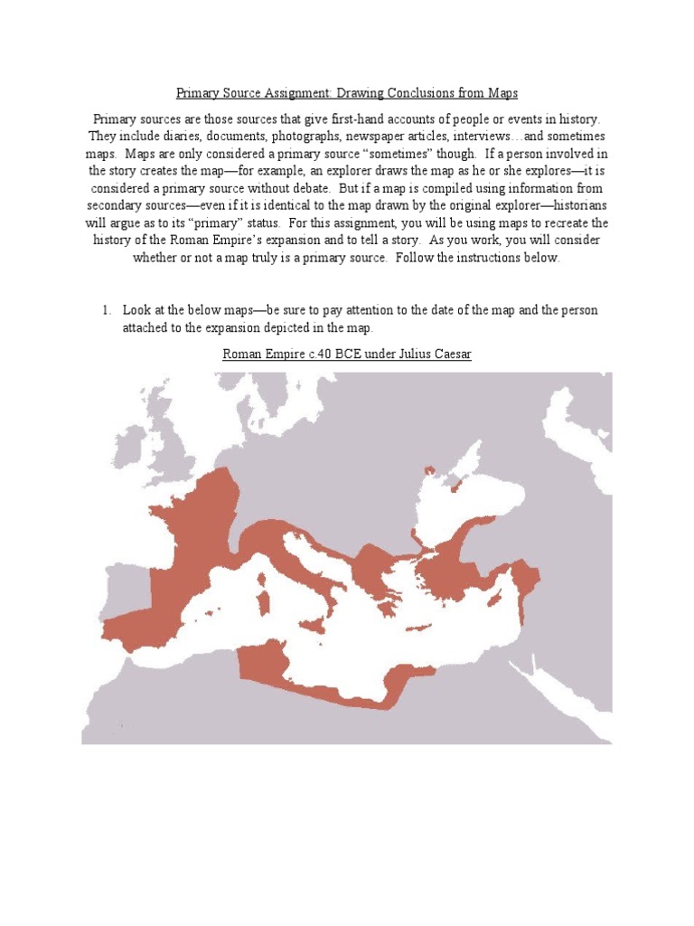Primary Source Assignment Drawing Conclusionsfrom Maps | PDF | Roman ...