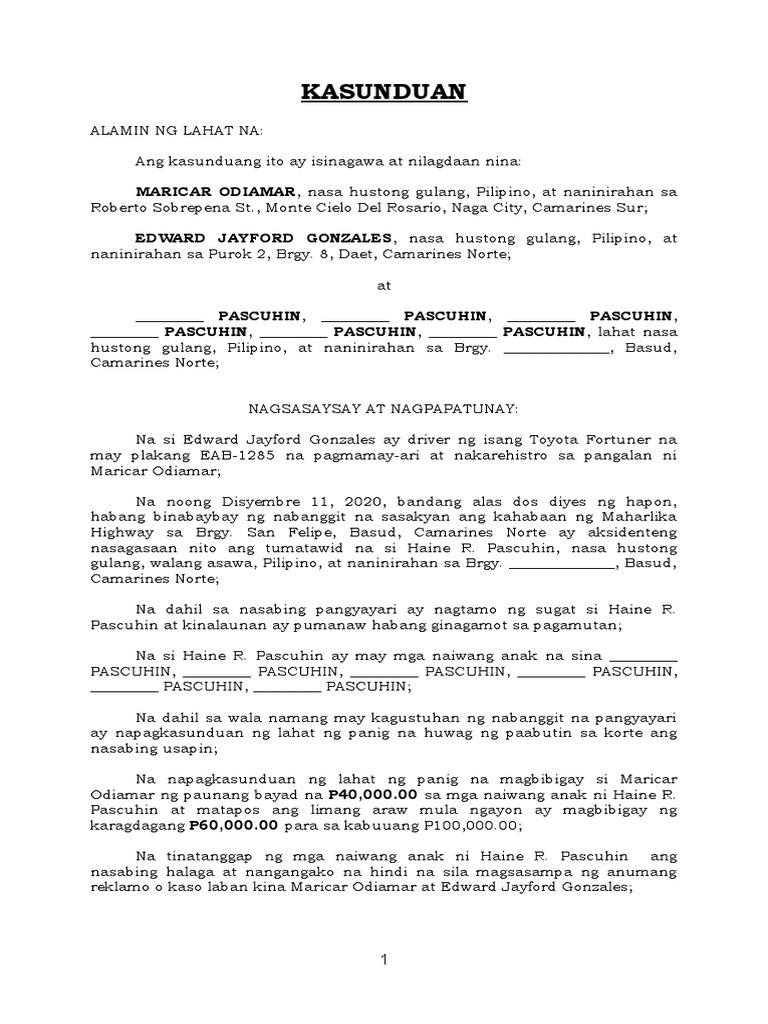 Kasunduan Maricar | PDF