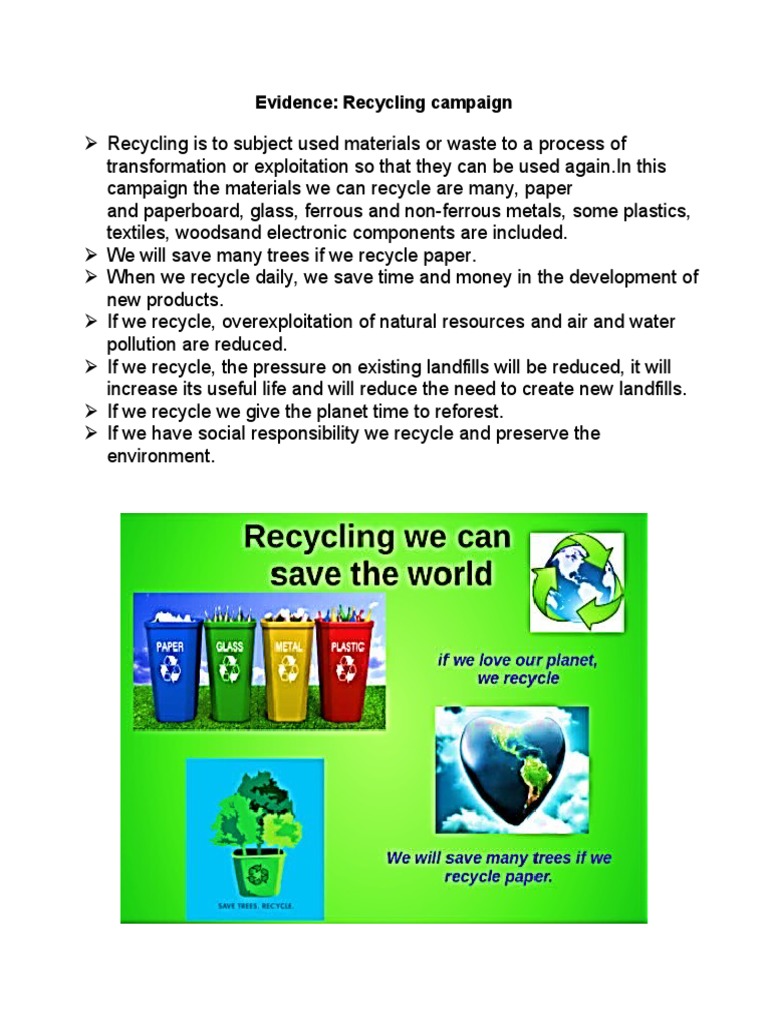 Benefits of Recycling Campaign | PDF