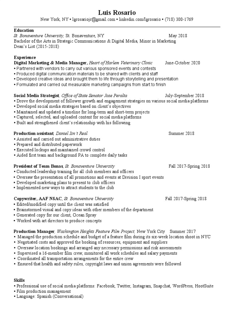Luis Rosarios Resume | PDF