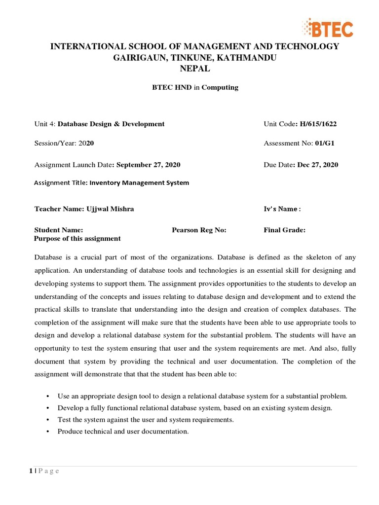 Database Design - Inventory Management System | PDF | Relational Model ...