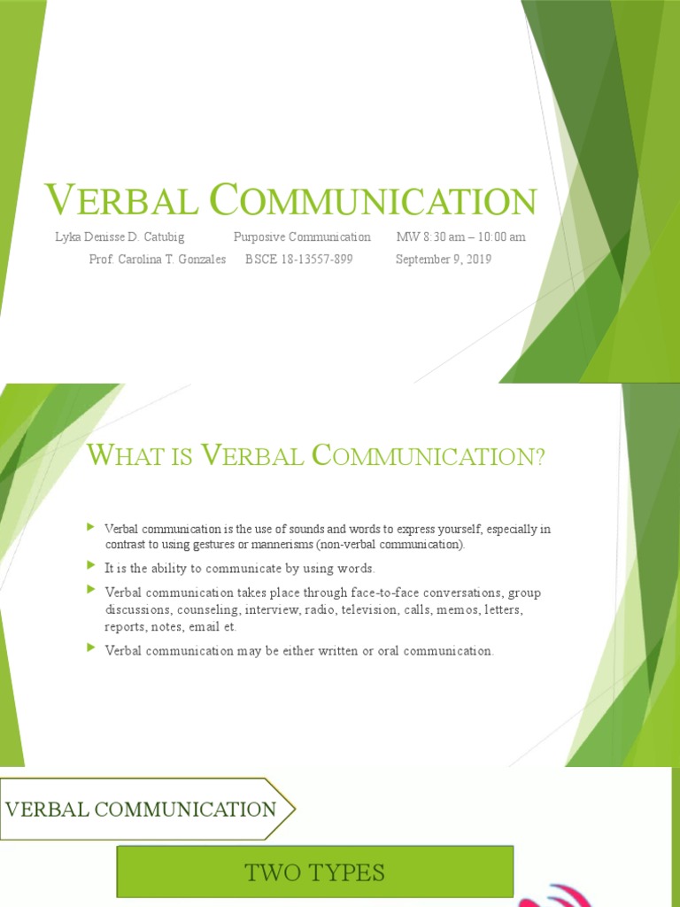 Verbal Communication | PDF | Conversation | Communication