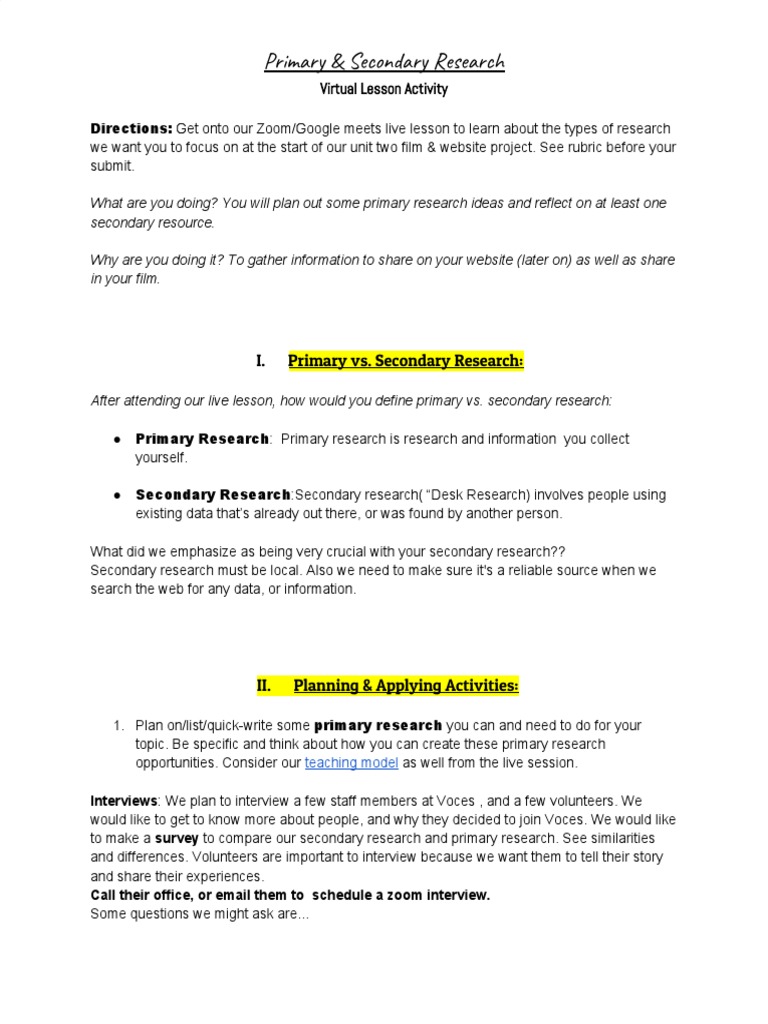 Primary vs. Secondary Research Guide | PDF | Communication | Cognition