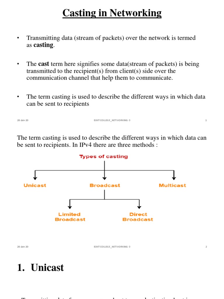Casting in Networking: 20-Jan-20 Ismt College - Networking-3 1 | PDF ...