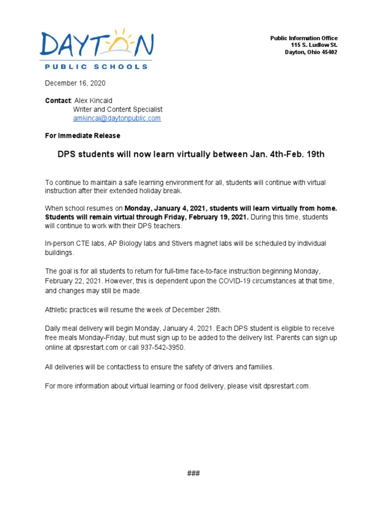 Jan. 4 Restart Plan - 01 - 04 - 2021 | PDF