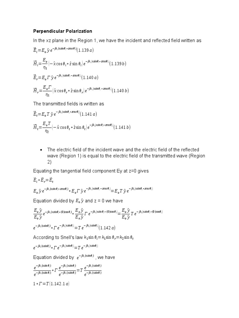 Perpendicular Polarization | PDF | Waves | Optics
