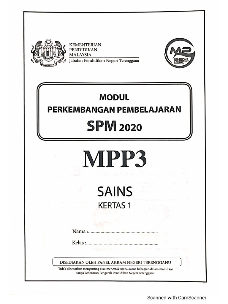 Terengganu - Sains K1 Trial SPM 2020 | PDF
