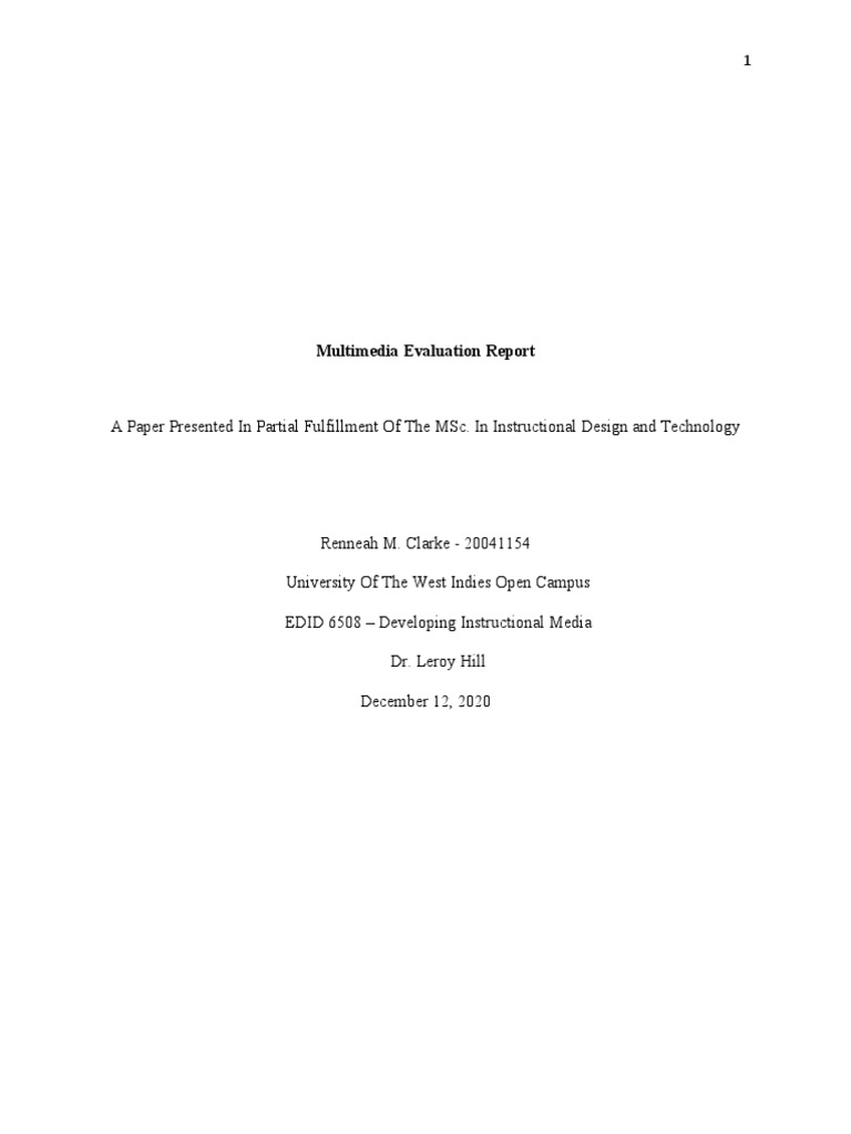 Clarke Multimedia Evaluation Report | PDF | Instructional Design ...