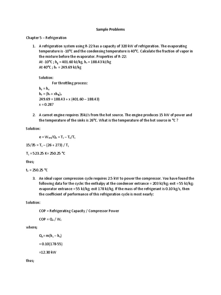 Formulas Refrigeration | PDF