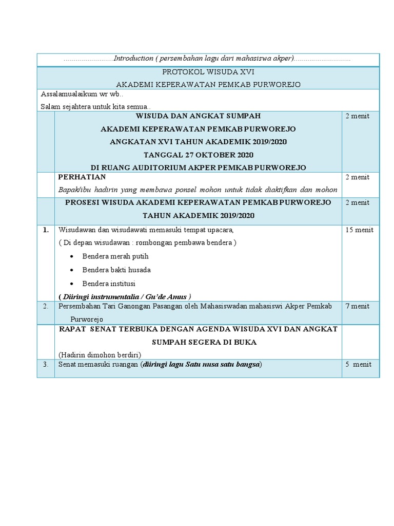 Wisuda XVI Akper Pemkab Purworejo 2020 | PDF