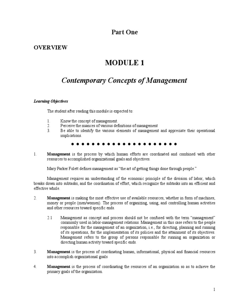 Contemporary Concepts of Management: Part One | PDF | Systems Theory ...