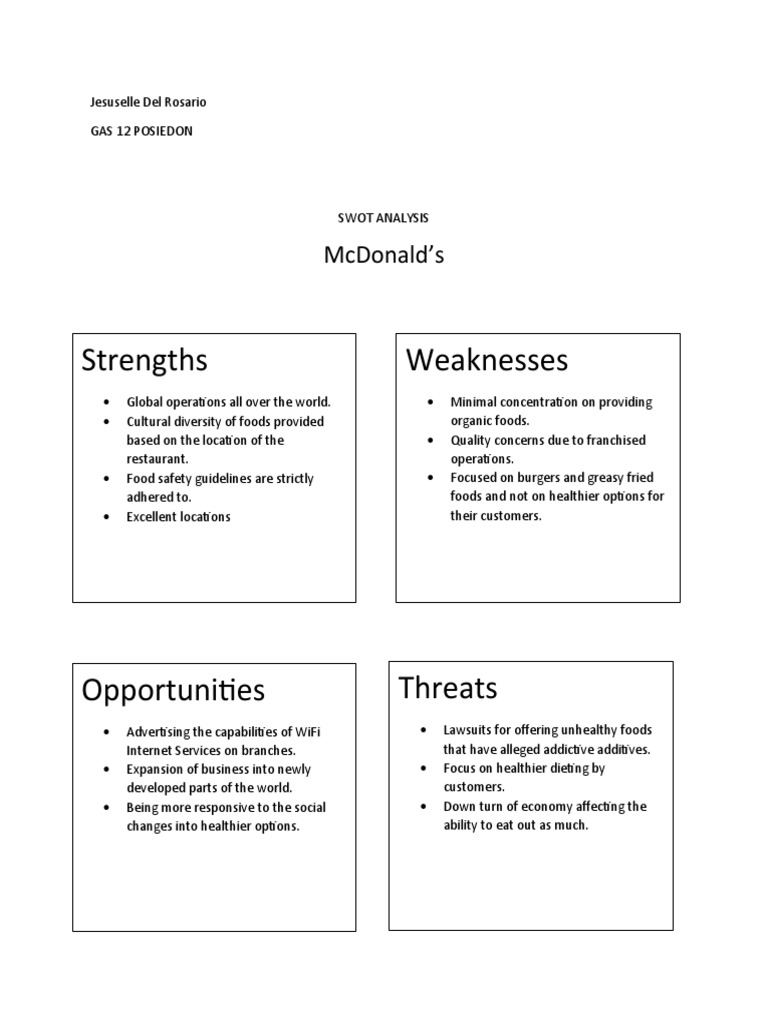 Del Rosario GAS 12 SWOT ANALYSIS | PDF