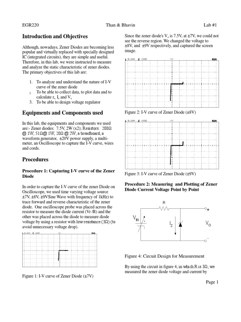 Eletronics Lab Report - Zener Diodes | PDF | Diode | Electrical ...