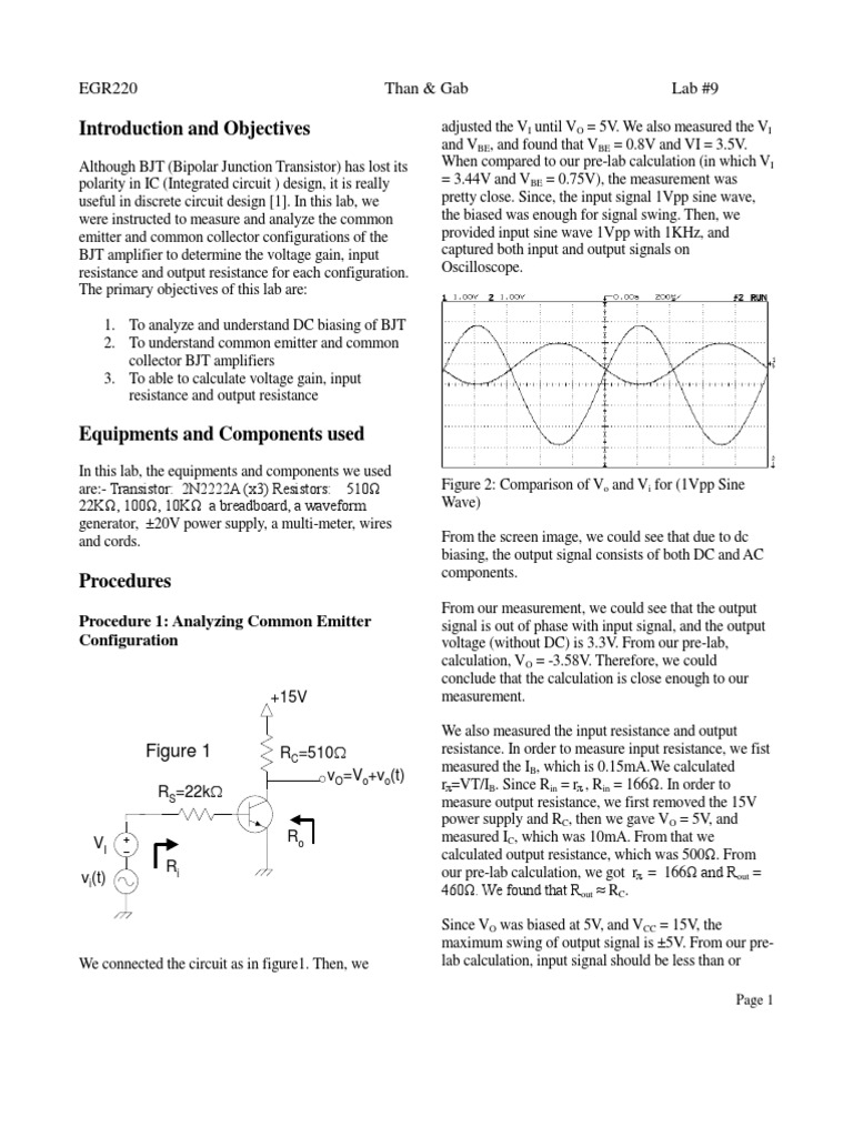 Common emitter amplifier lab conclusions