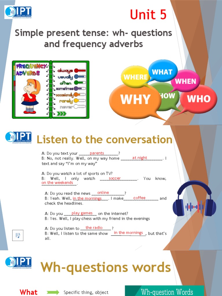 Simple Present Tense: Wh-Questions and Frequency Adverbs: Unit 5 ...