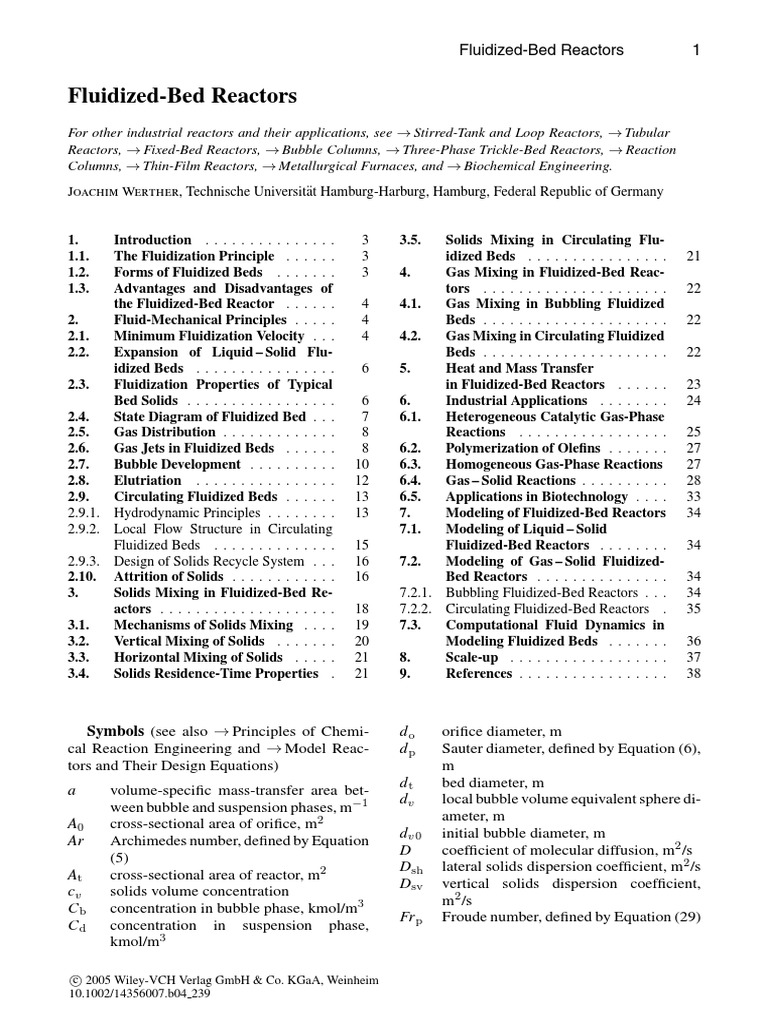 Fluidized-Bed Reactors: Symbols (See Also | PDF | Fluidization ...