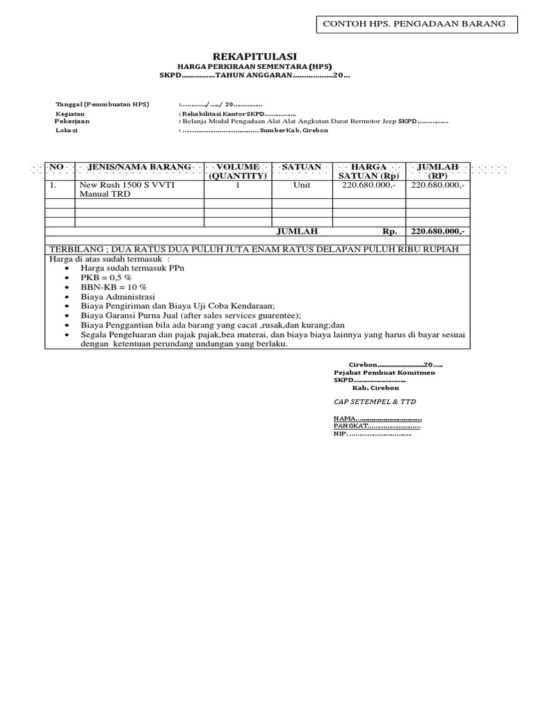 Contoh Hps. Jasa Barang PDF | PDF