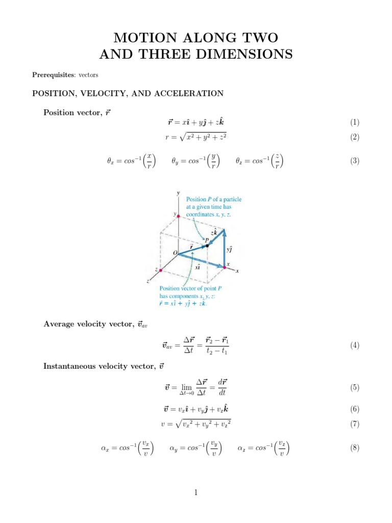 Motion Along Two and Three Dimensions: Prerequisites: Vectors | PDF ...