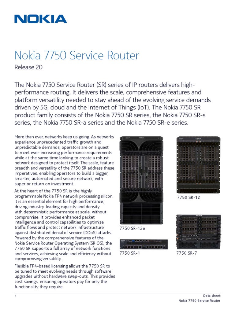 1 Data Sheet Nokia 7750 Service Router | PDF | Multiprotocol Label ...