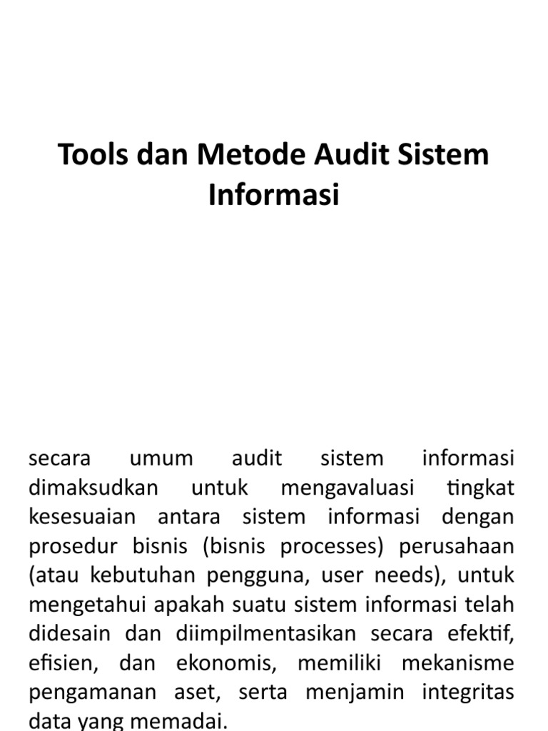 Tools Dan Metode Audit Sistem Informasi | PDF | Teknologi & Rekayasa