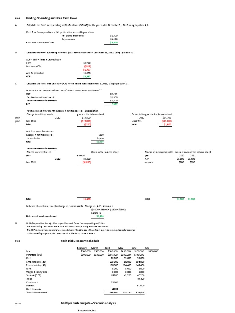 Finding Operating and Free Cash Flows | PDF | Depreciation | Free Cash Flow