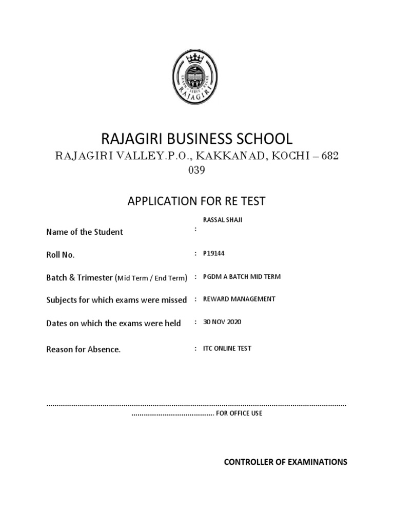 RETEST Application Form | PDF