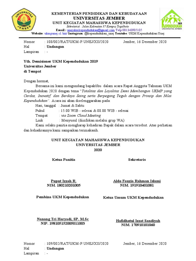 Surat Undangan Demisioner | PDF