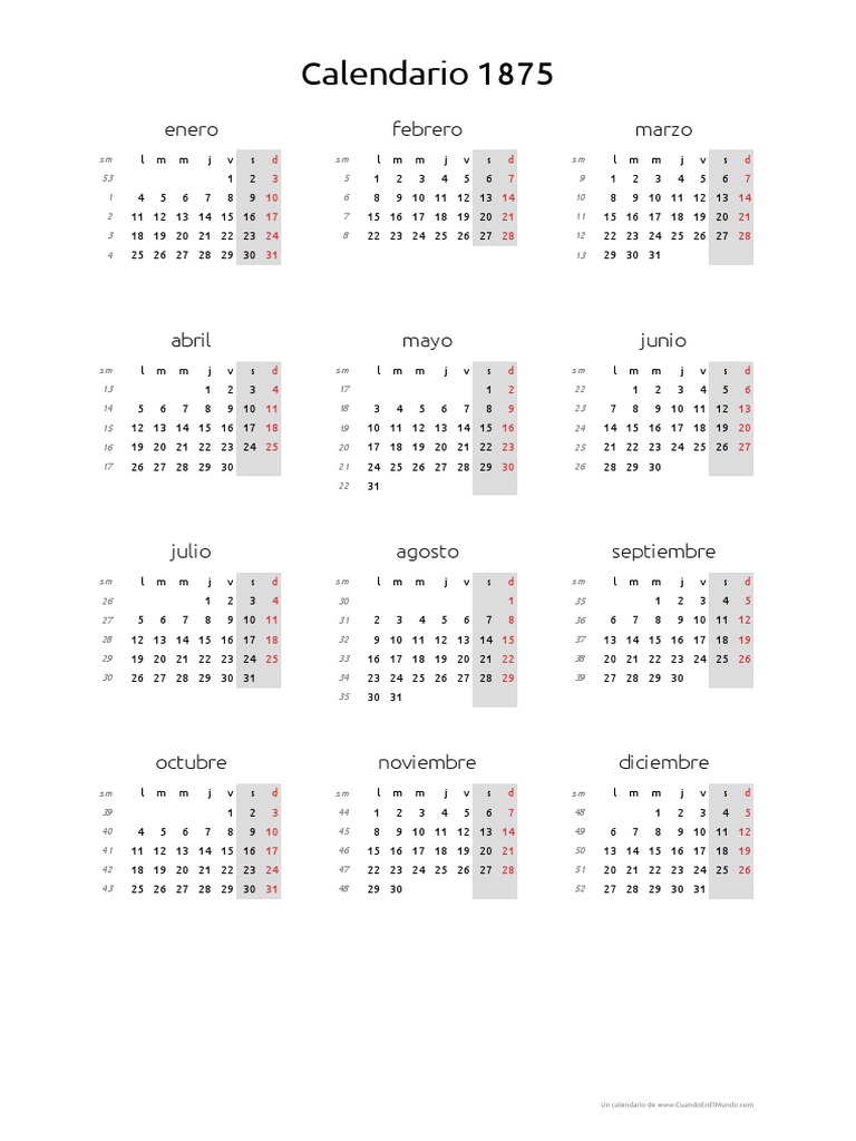 Calendario Completo de 1875 | PDF | Violencia