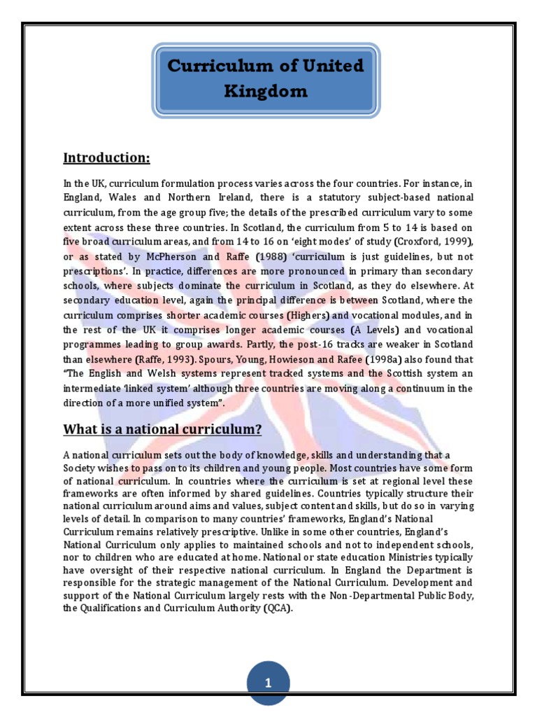 An Overview of the Curriculum Systems in the United Kingdom: Subjects ...