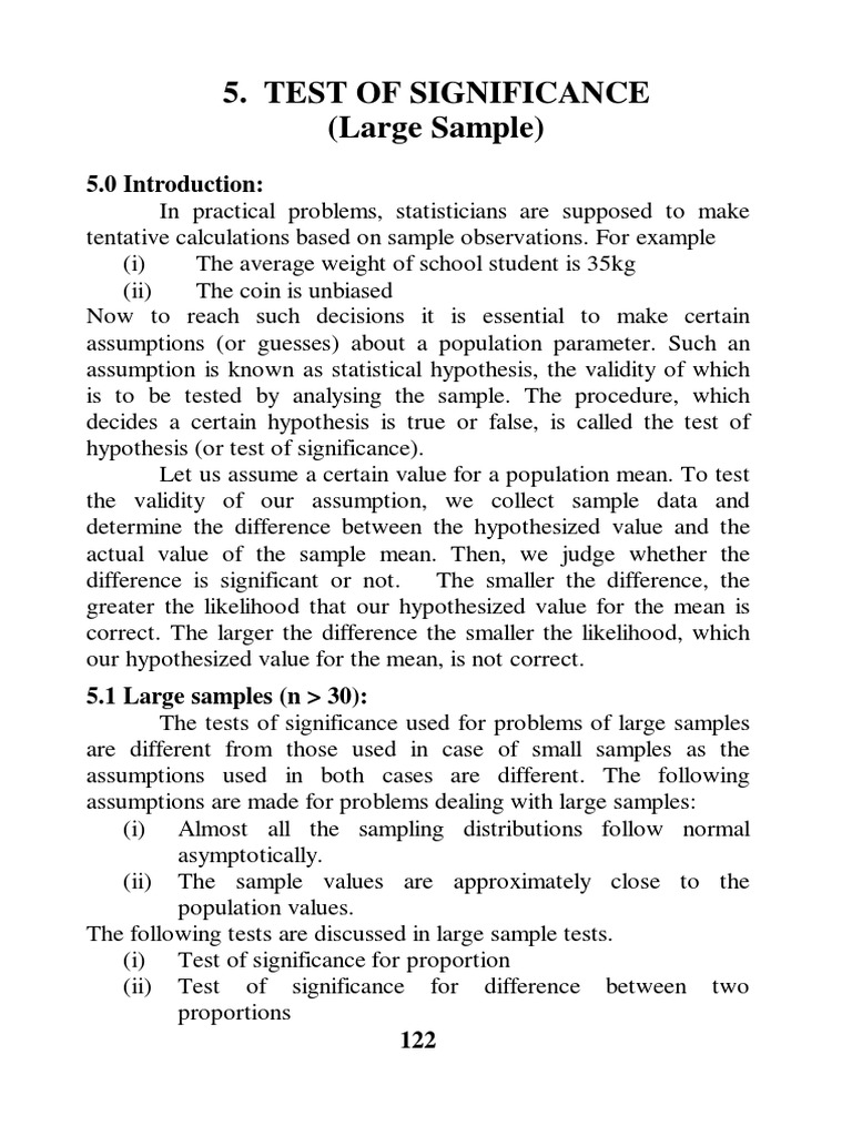 Test of Significance (Large Sample) | PDF | Statistical Significance ...