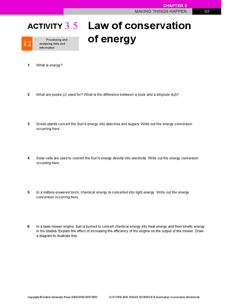 Law of Conservation of Energy: Activity | Download Free PDF | Engines ...