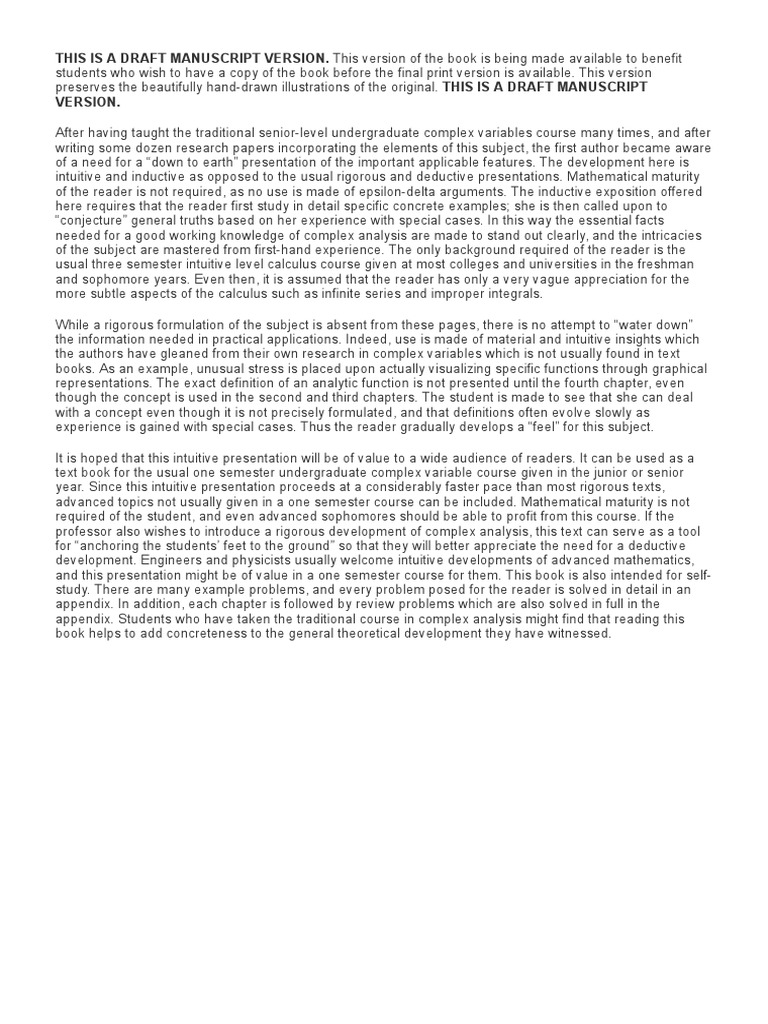 An Intuitive Introduction To Complex Analysis | PDF | Intuition ...