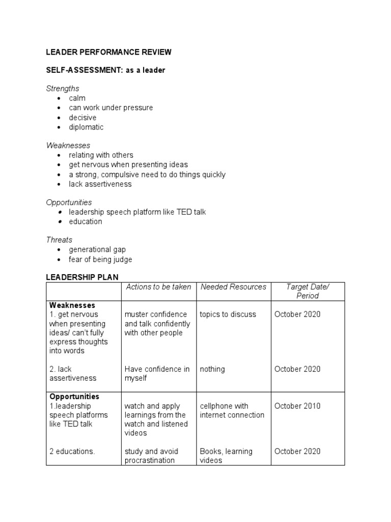 Leadership Performance Review | PDF