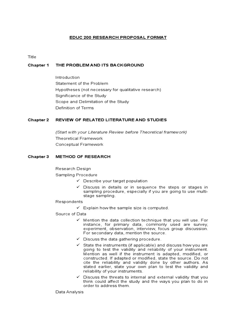 Research Proposal Format Guide | PDF | Validity (Statistics) | Statistics