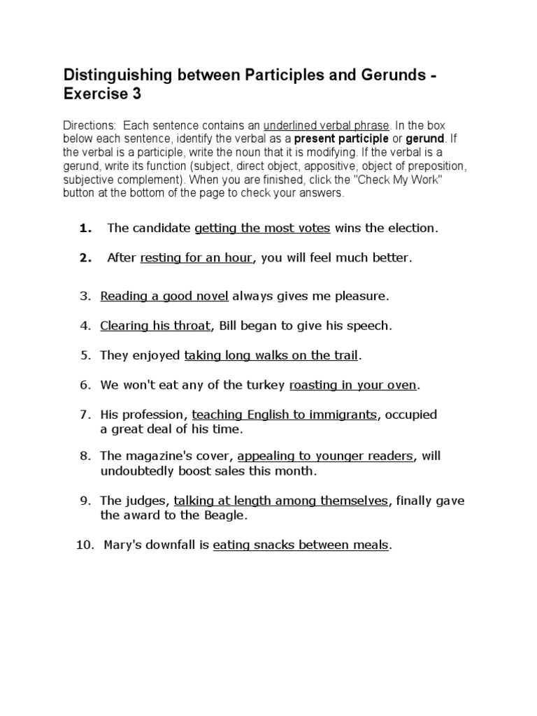 Distinguishing Between Participles and Gerunds: An Exercise in ...